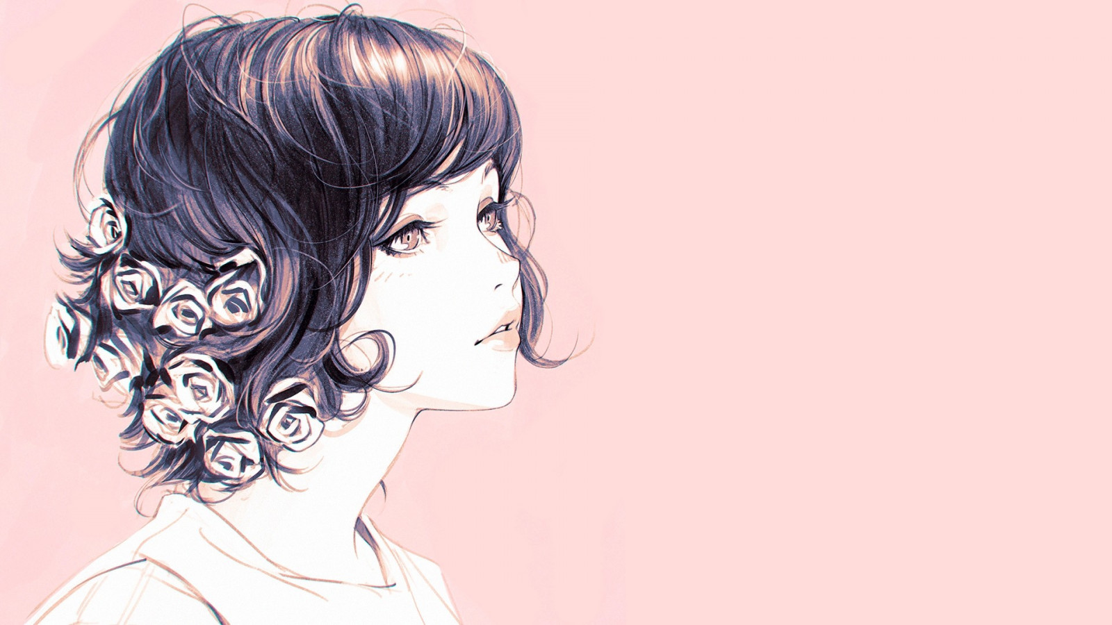 Wallpaper Face Drawing Illustration Digital Art Women Anime