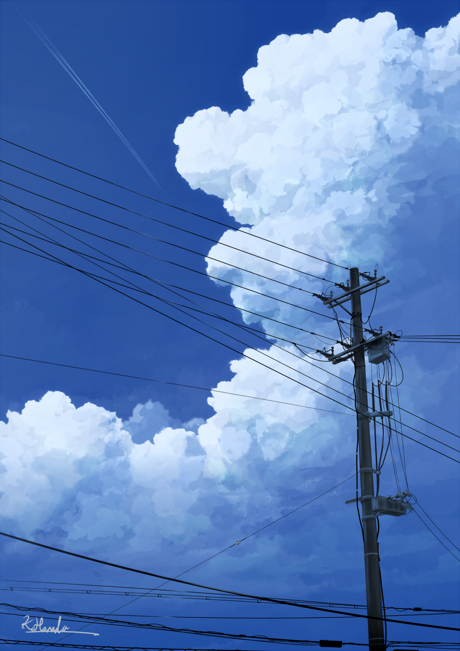 Wallpaper : Pixiv, artwork, portrait display, sky, clouds 919x1300 ...