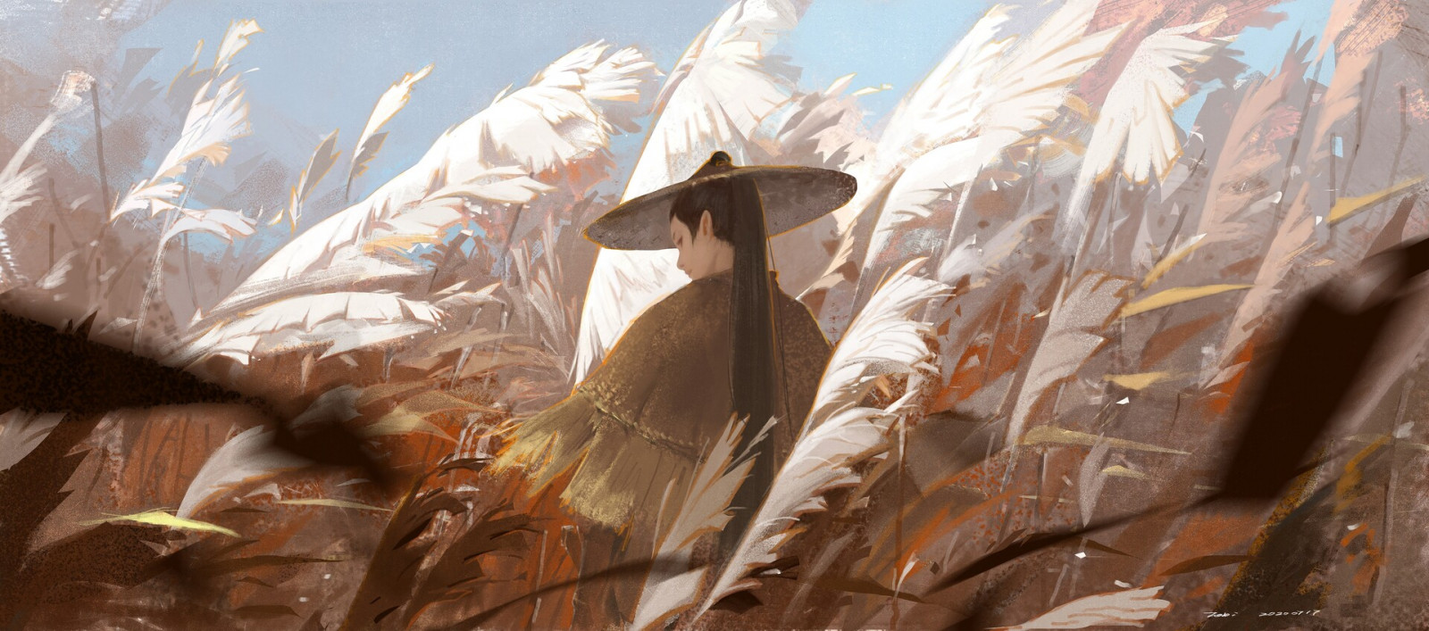 Wallpaper : wanita, samurai, ekor kuda, topi jerami, gandum, Timur ...
