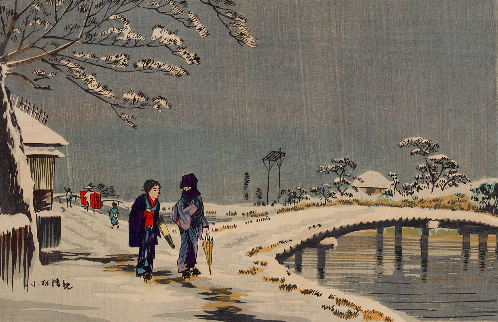 배경 화면 : 일본, 삽화, 인쇄, 겨울, 그림, 눈, 아시아, nihonga, 쇼와, 타이 쇼, 메이지 2180x1412 ...