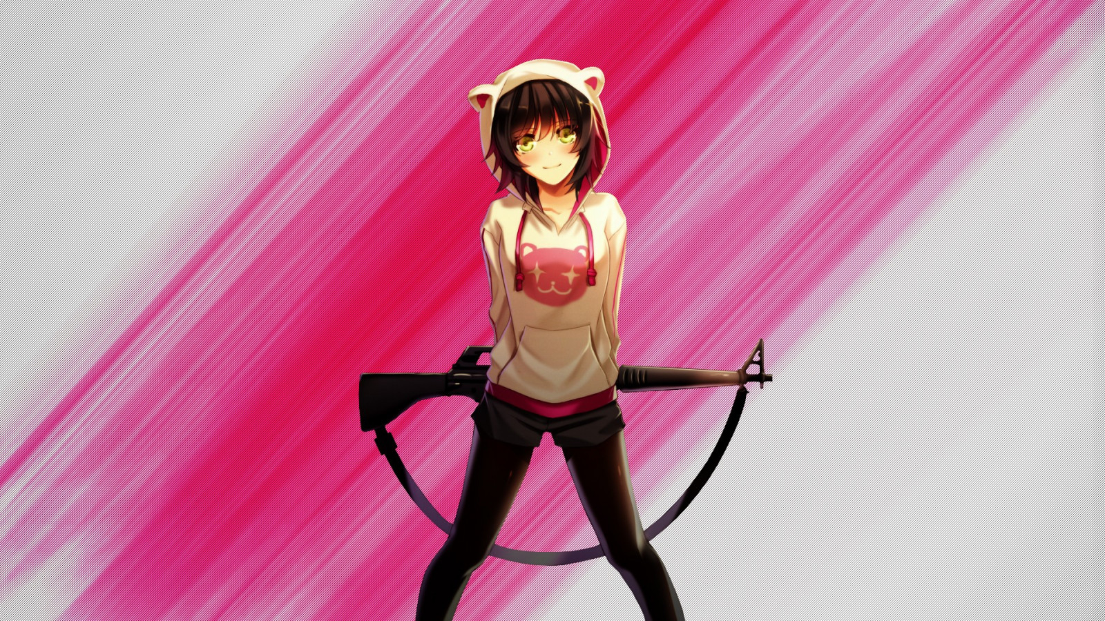 Wallpaper Model Anime Girls Shorts Weapon Pantyhose Hoods Original Characters Fashion