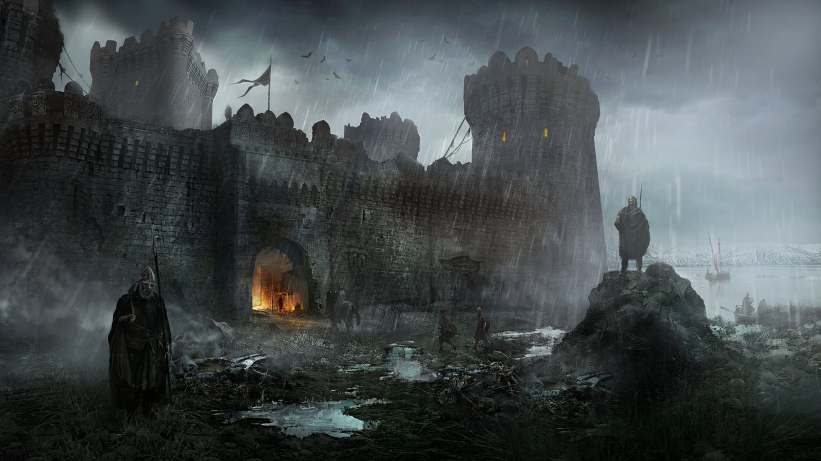 Wallpaper : castle, dark, fantasy art, rain, artwork 1920x1080 ...