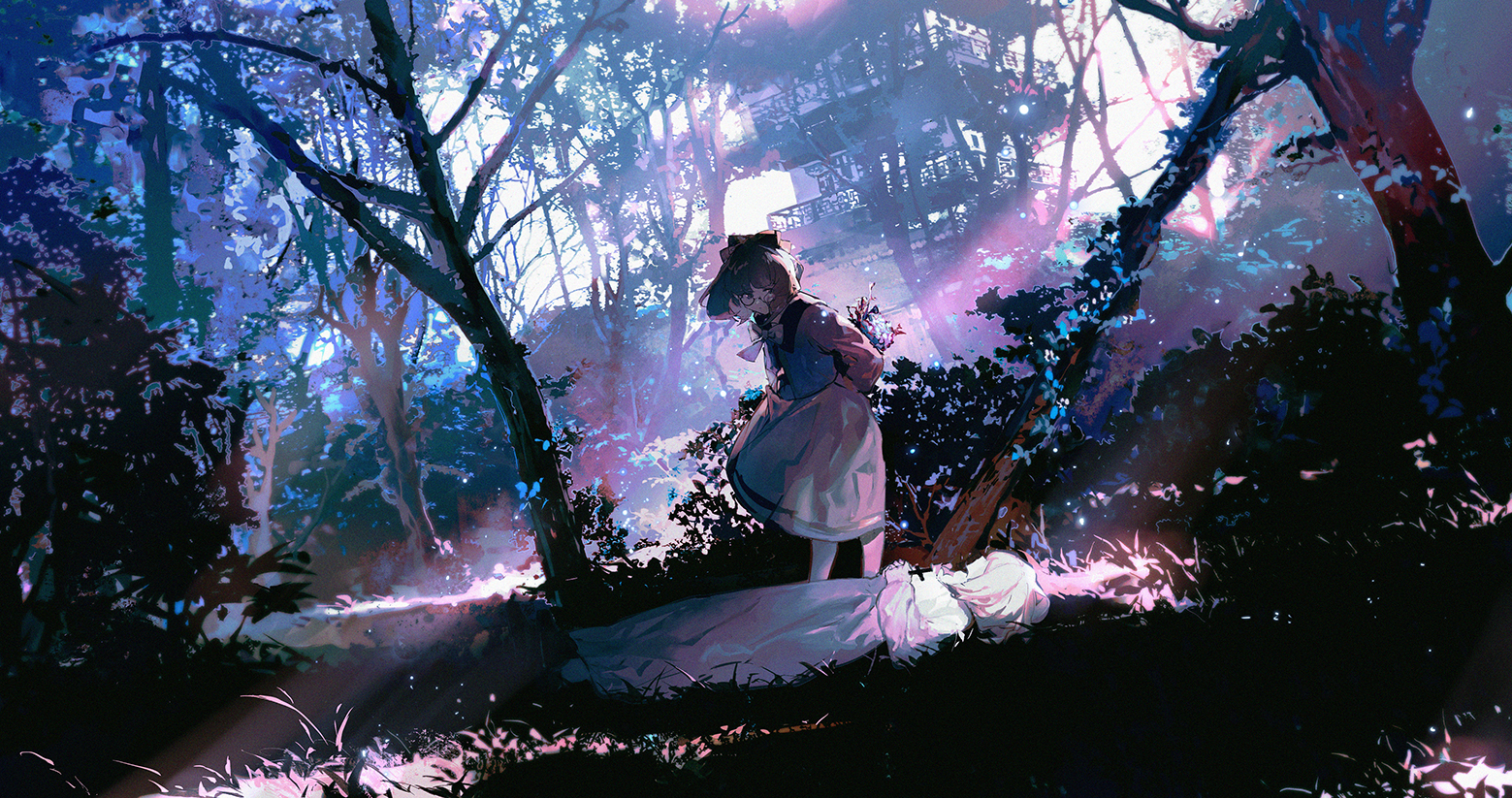 Tapety : anime dívky, les 1559x823 - RaidyHD - 1859419 - Tapety - WallHere