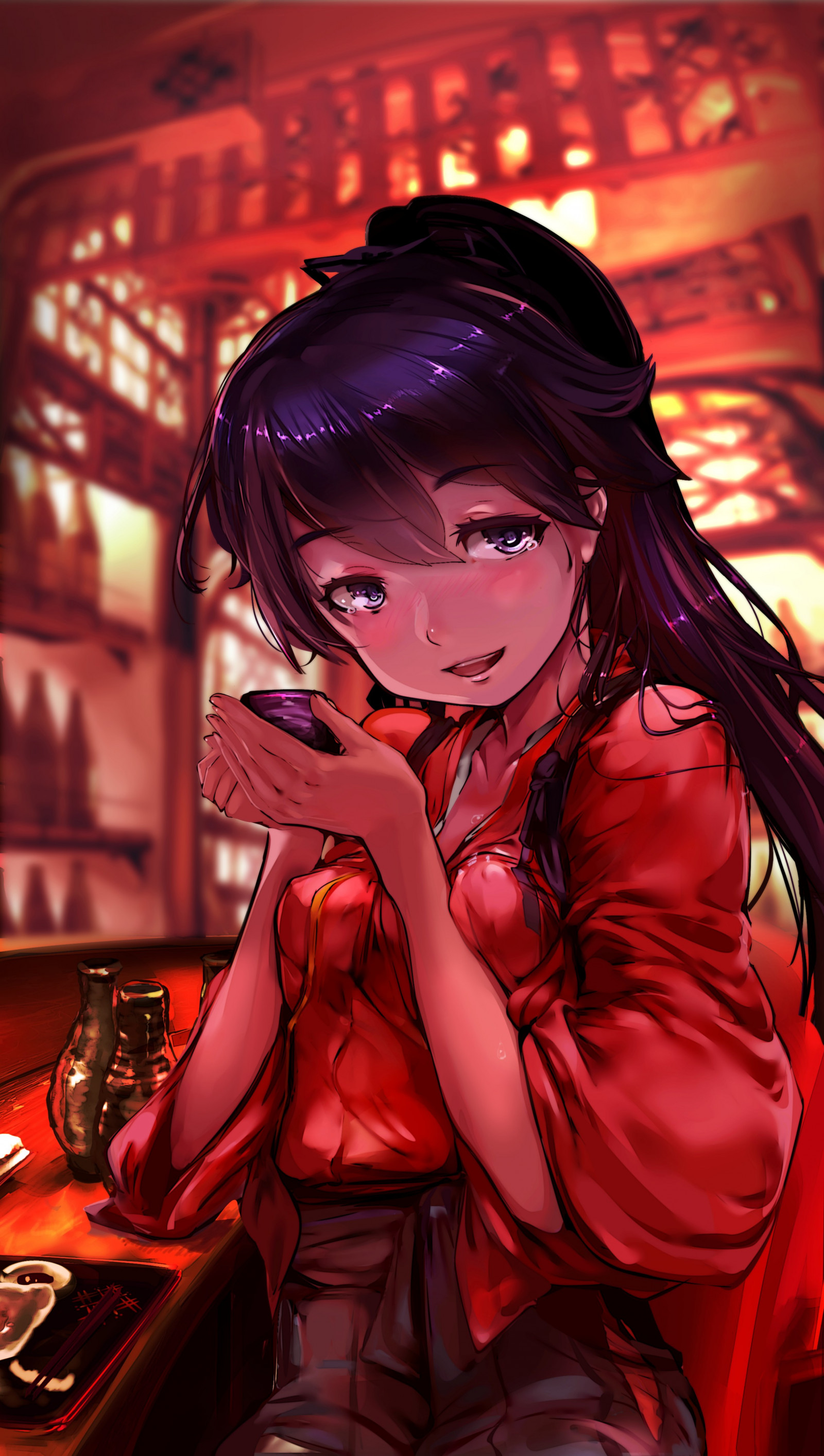 Wallpaper Long Hair Anime Girls Red Purple Hair Kantai Collection Japanese Clothes