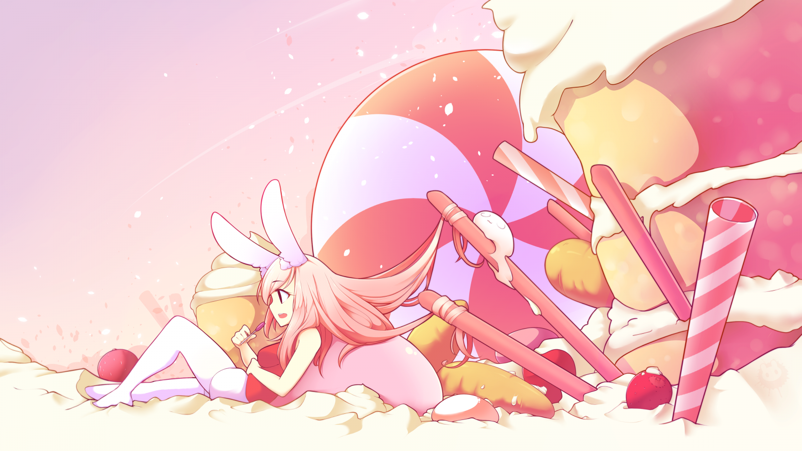 Wallpaper Anime Girls Candy Bunny Ears Sweets 3840x2160 Swiren 1938805 Hd Wallpapers