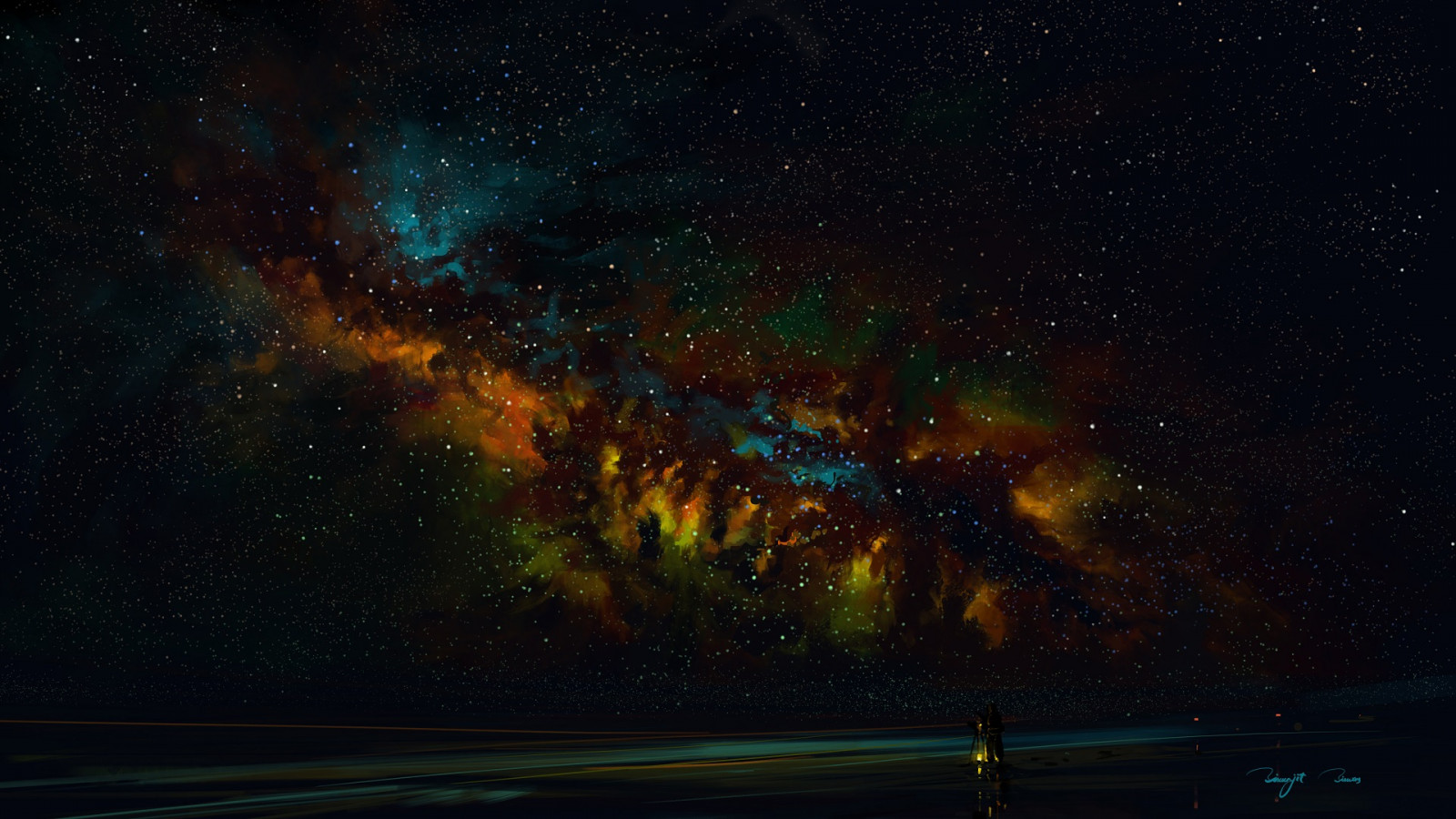 Tapety : noc, cyfrowy, Sztuka cyfrowa, gwiazdy, BisBiswas 1920x1080 ...
