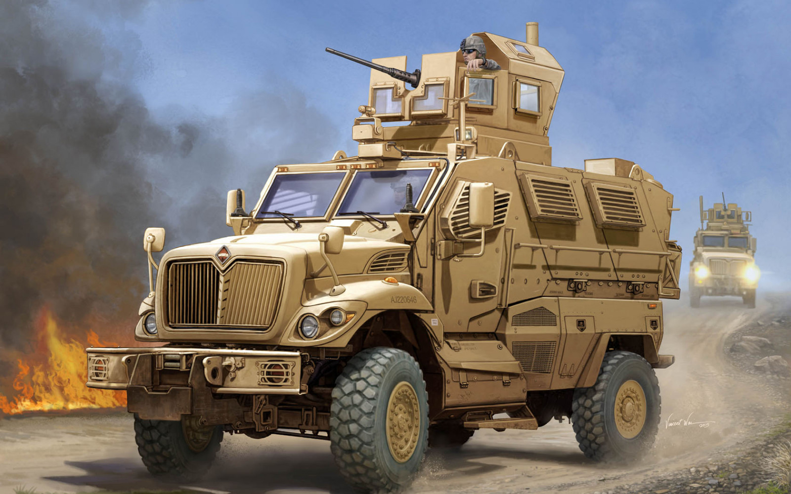 Wallpaper : army, car, gun, fire, military vehicle, artwork, men ...