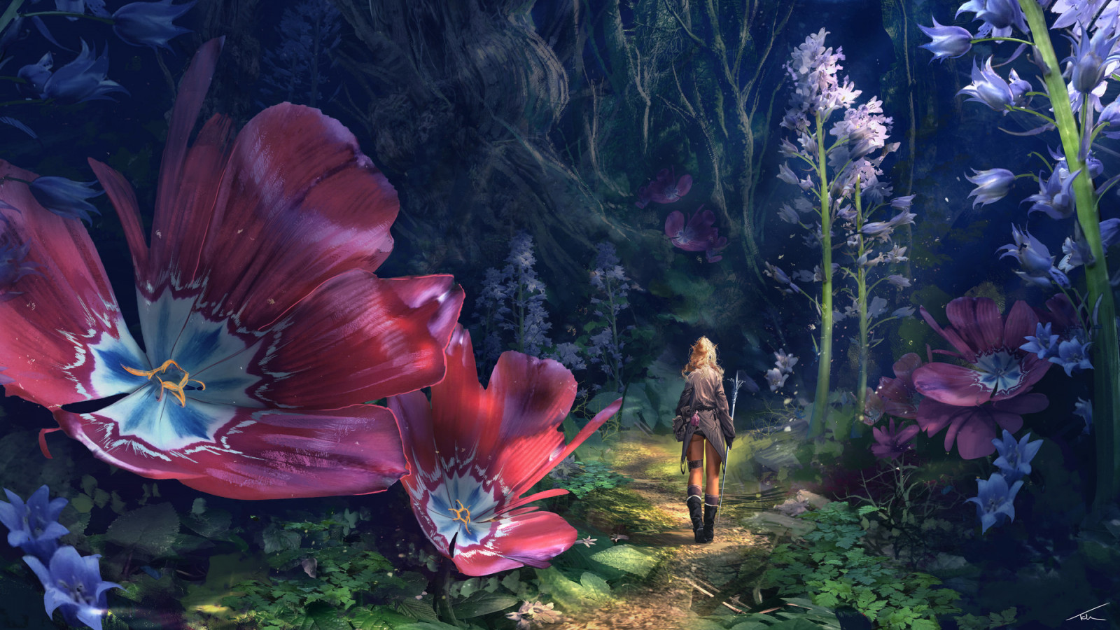 Wallpaper : warrior, fantasy art, flowers, Thomas Chamberlain Keen ...