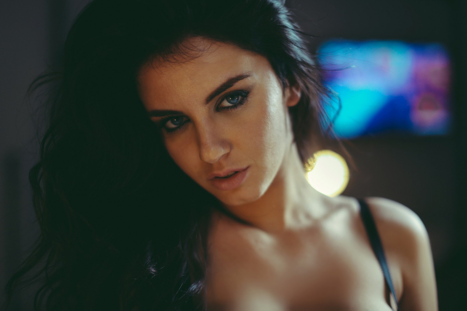 Wallpaper Face Women Portrait Blue Eyes Brunette Photography