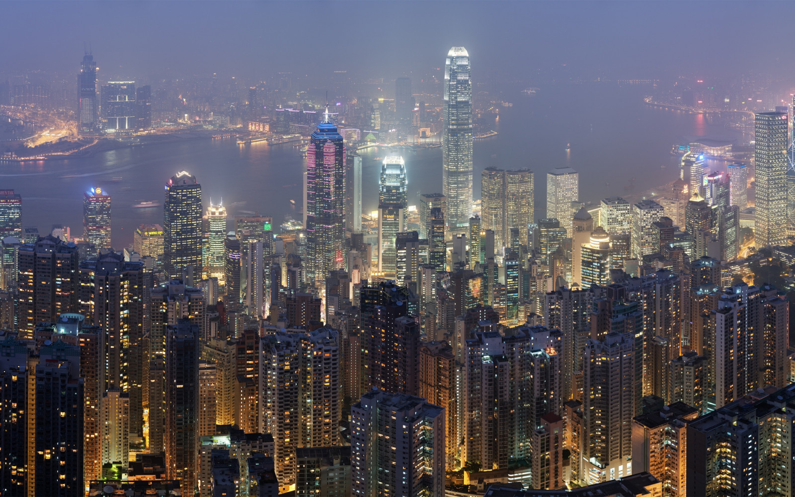 Wallpaper : Hong Kong, landscape, skyscrapers, top view, night, HDR ...