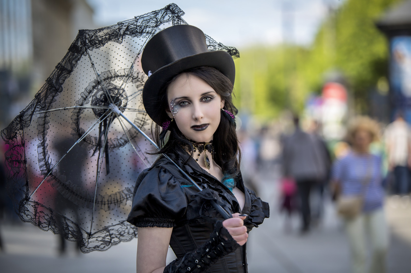 Wallpaper : girl, fashion, headgear, street, road, product, goth ...