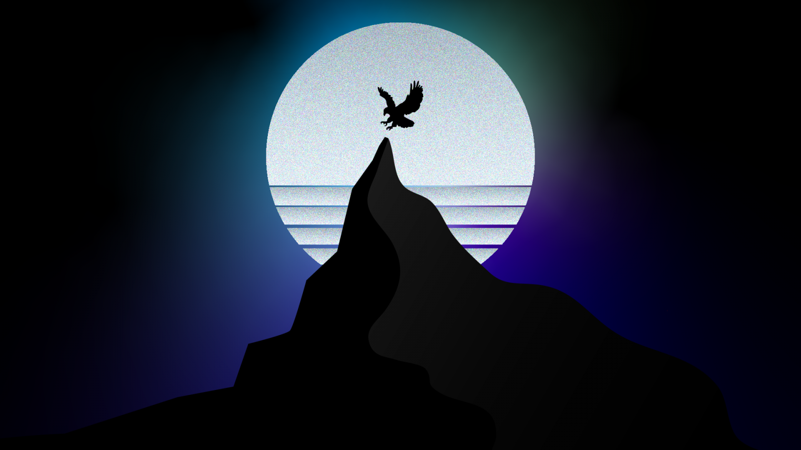 Wallpaper : synthwave, Moon, minimalism, night, illustration, eagle ...