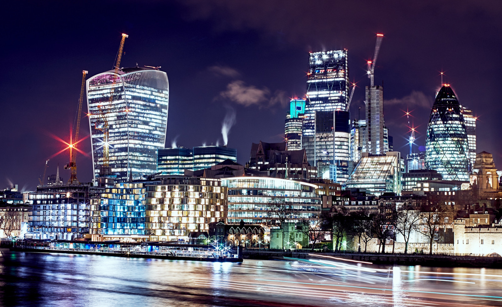 Bakgrundsbilder : london, Storbritannien, skyskrapor, natt 2700x1656 ...