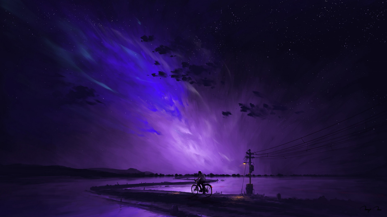 Wallpaper : sky, atmosphere, water, purple, Aurora, cloud, Natural ...
