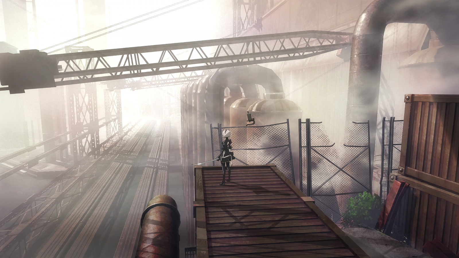 Wallpaper : Nier Automata, 4k, Anime Screenshot, Anime Girls, Sword, 2b 