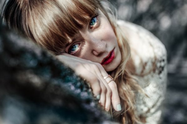 Wallpaper Women Blonde Portrait Face Blue Eyes 2048x1309