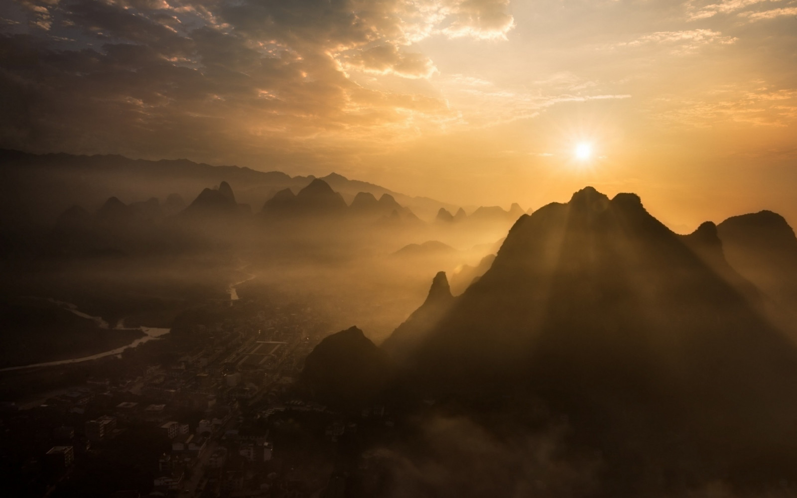 China Landscape Mountains Clouds
