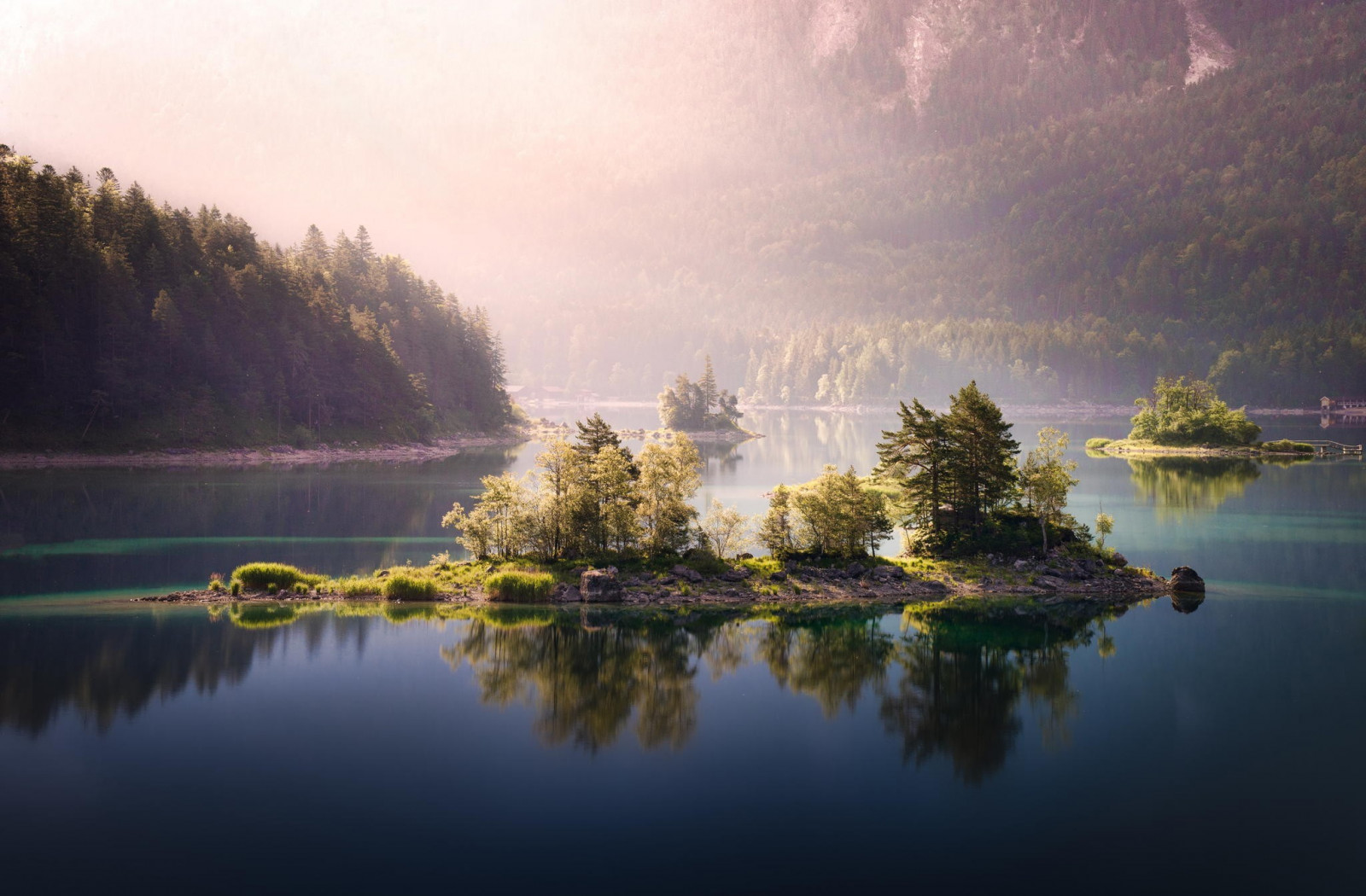 Wallpaper Sunlight Landscape Forest Lake Nature Reflection Sky