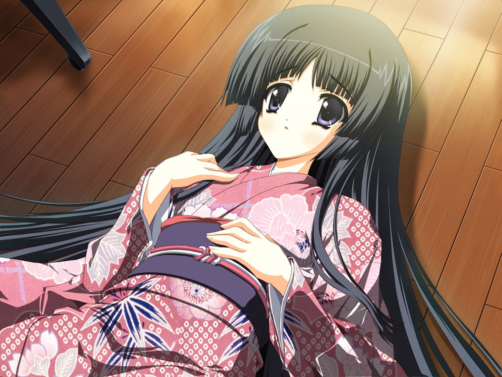 Wallpaper Aruji No Tame Girl Brunette Kimono Bangs 1600x1200