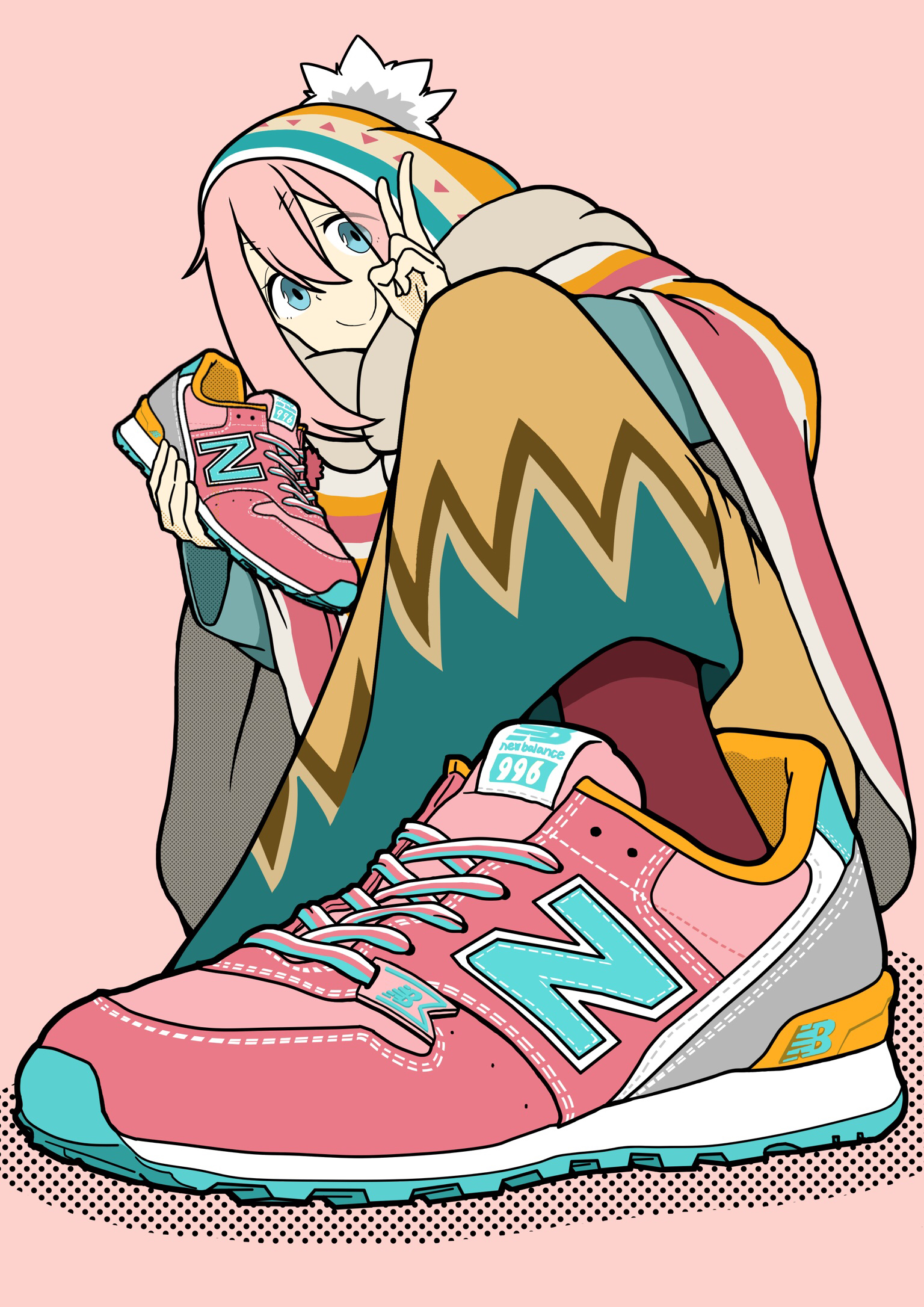 Wallpaper : new balance, anime, shoes, Yorozuka, Yuru Camp 1536x2172 ...