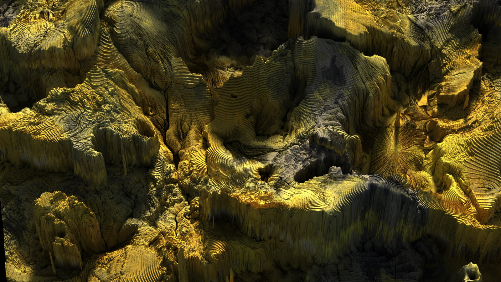 Wallpaper : abstract, 3D Abstract, 3D fractal, landscape, yellow ...