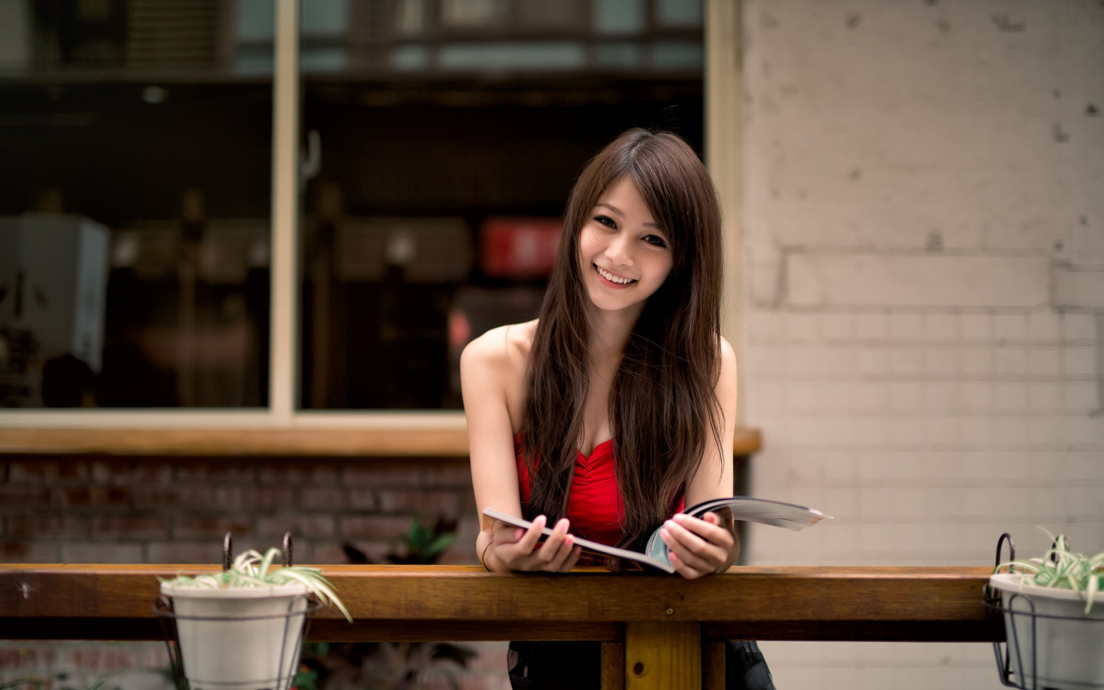 Wallpaper Women Model Depth Of Field Long Hair Brunette Bare