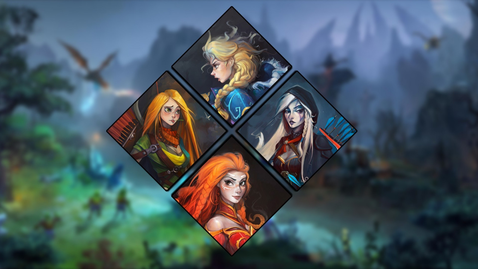 Wallpaper : 1920x1080 px, Dota 2, Drow Ranger, Lina, Windranger ...