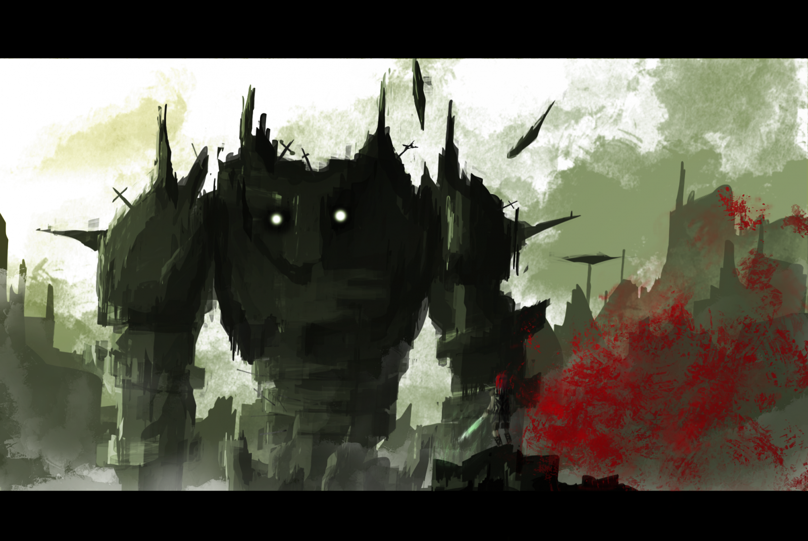 Wallpaper : illustration, fantasy art, anime, colossus, screenshot ...