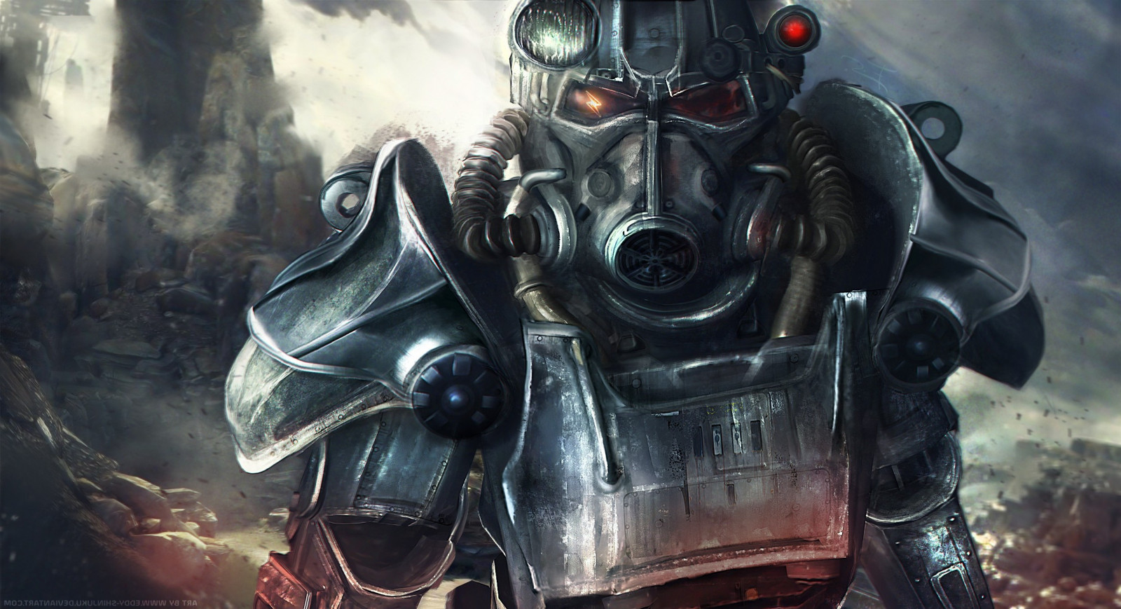 Wallpaper : 2650x1440 px, karya seni, Rontok, Fallout 4, armor listrik ...