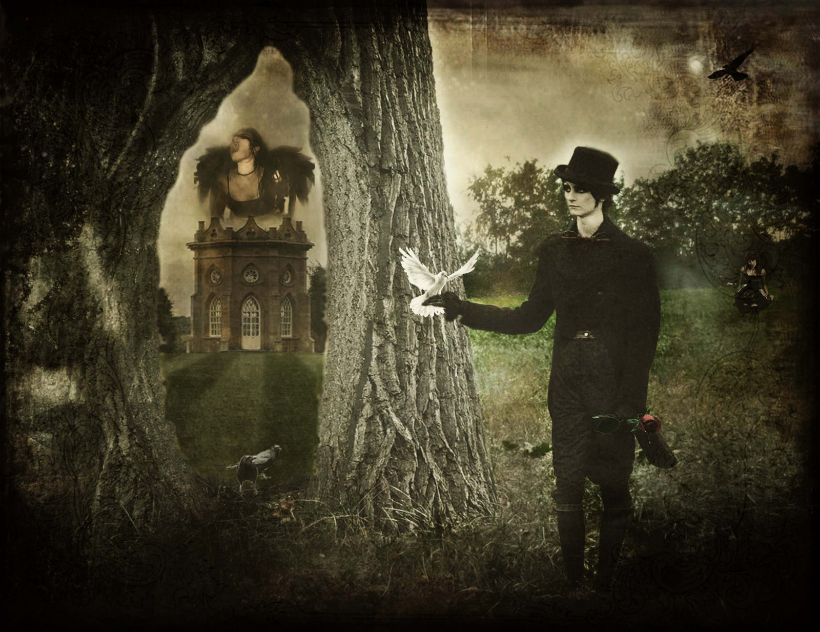 Wallpaper : Photoshop, women, shadow, Earth, texture, Gothic, peace ...