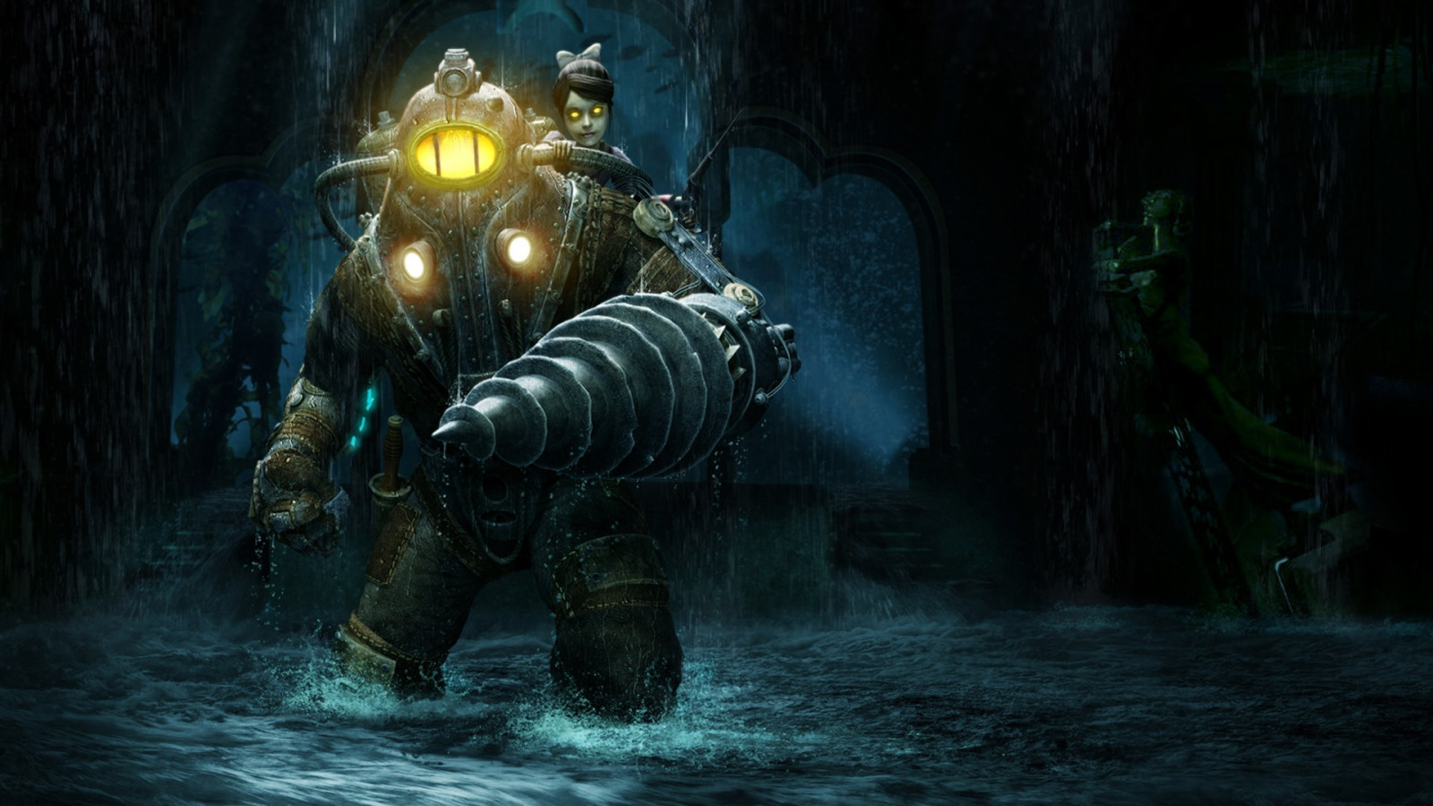 Tapety : Big Daddy, BioShock, mitologia, północ, statek widmo, ciemność ...