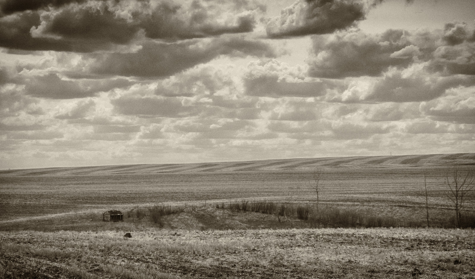 Wallpaper : sky, field, sepia, clouds, cabin, hills 4286x2519 ...