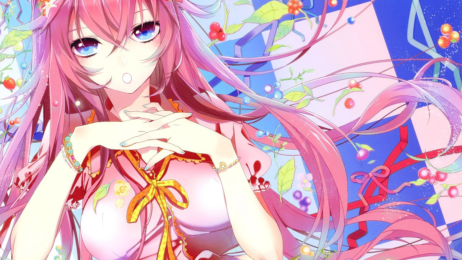 Wallpaper Illustration Long Hair Anime Girls Blue Eyes Open Mouth
