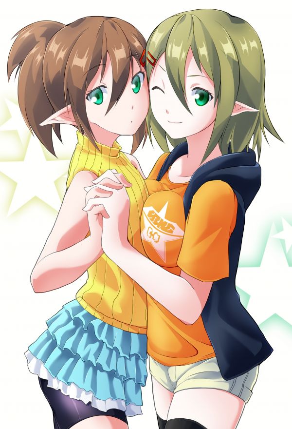 Wallpaper Anime Girls Short Hair Brunette Green Eyes Big Boobs
