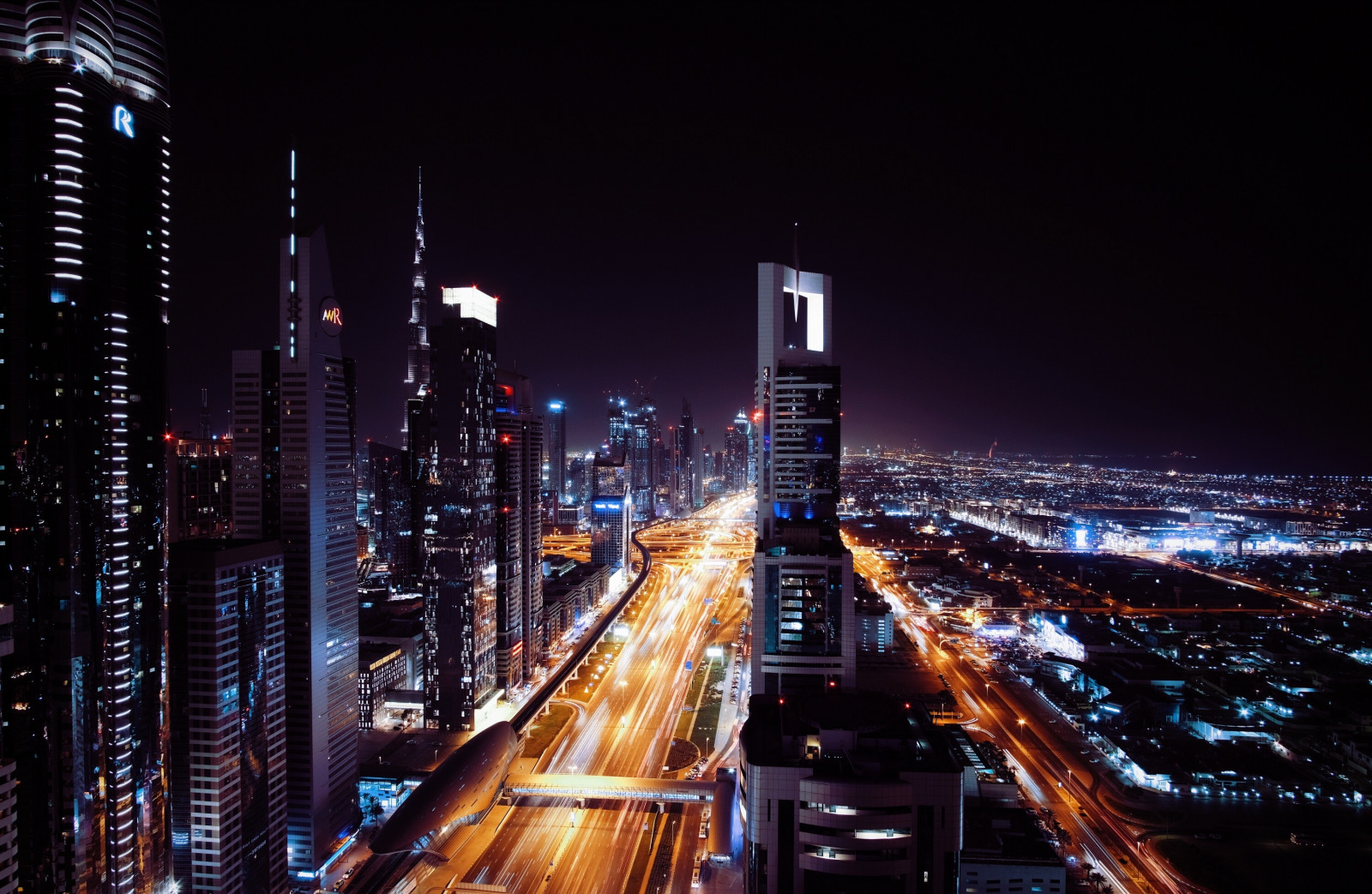 Achtergronden : Dubai, Verenigde Arabische Emiraten, nacht stad ...
