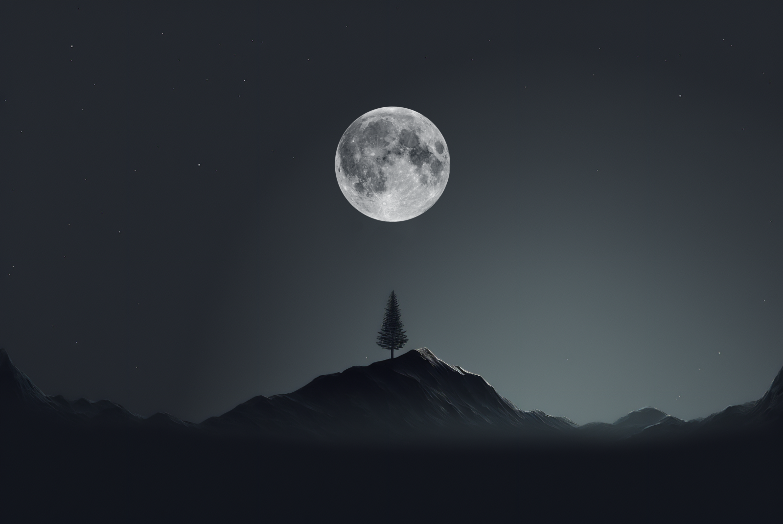 Wallpaper : ai art, minimalism, Moon, trees, monochrome, sky, night ...