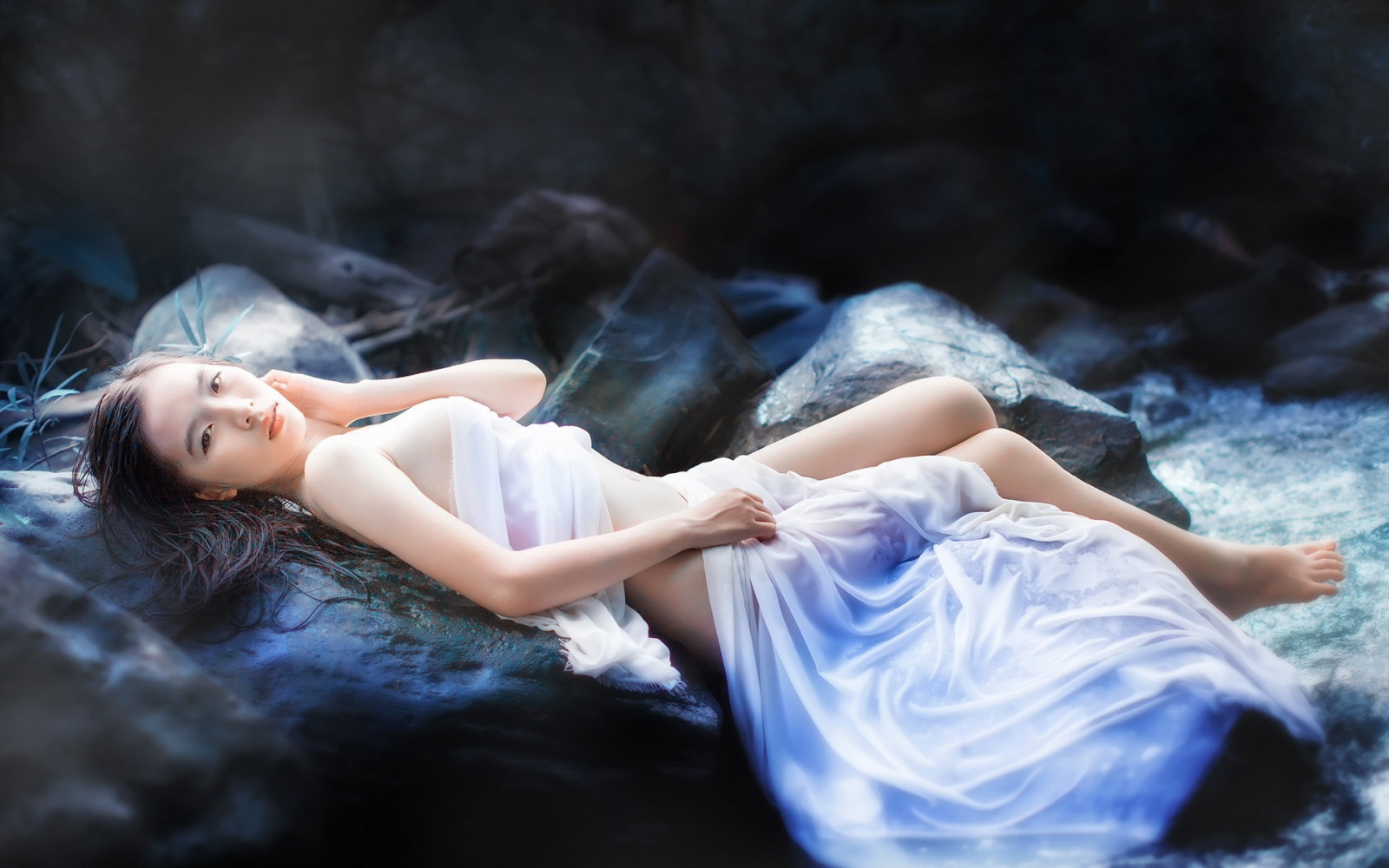Wallpaper Sunlight Women Outdoors Model Asian Blue Underwater