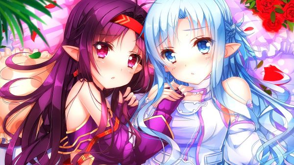 Wallpaper Illustration Long Hair Anime Girls Blue Hair Blue Eyes