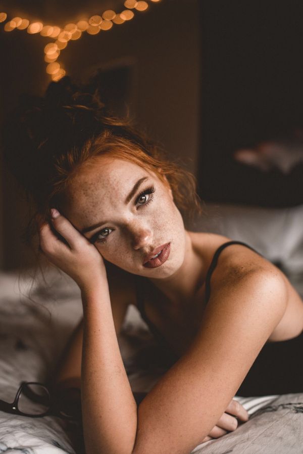 Wallpaper Women Model Redhead Long Hair Sabrina Lynn Jeans Open