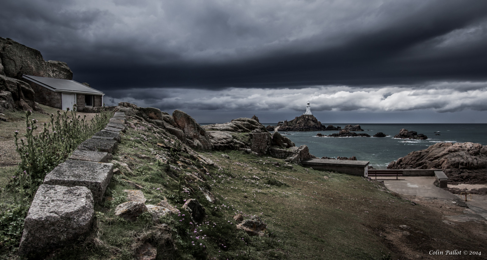 Wallpaper Landscape Dark Sea Water Rock Shore Sky Clouds