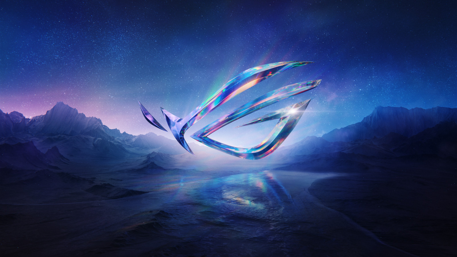 배경 화면 : 게이머스 공화국, 자연, 경치, 심벌 마크, ASUS, 산들, 밤, 야경, 반사, 별, 디지털 아트 ...