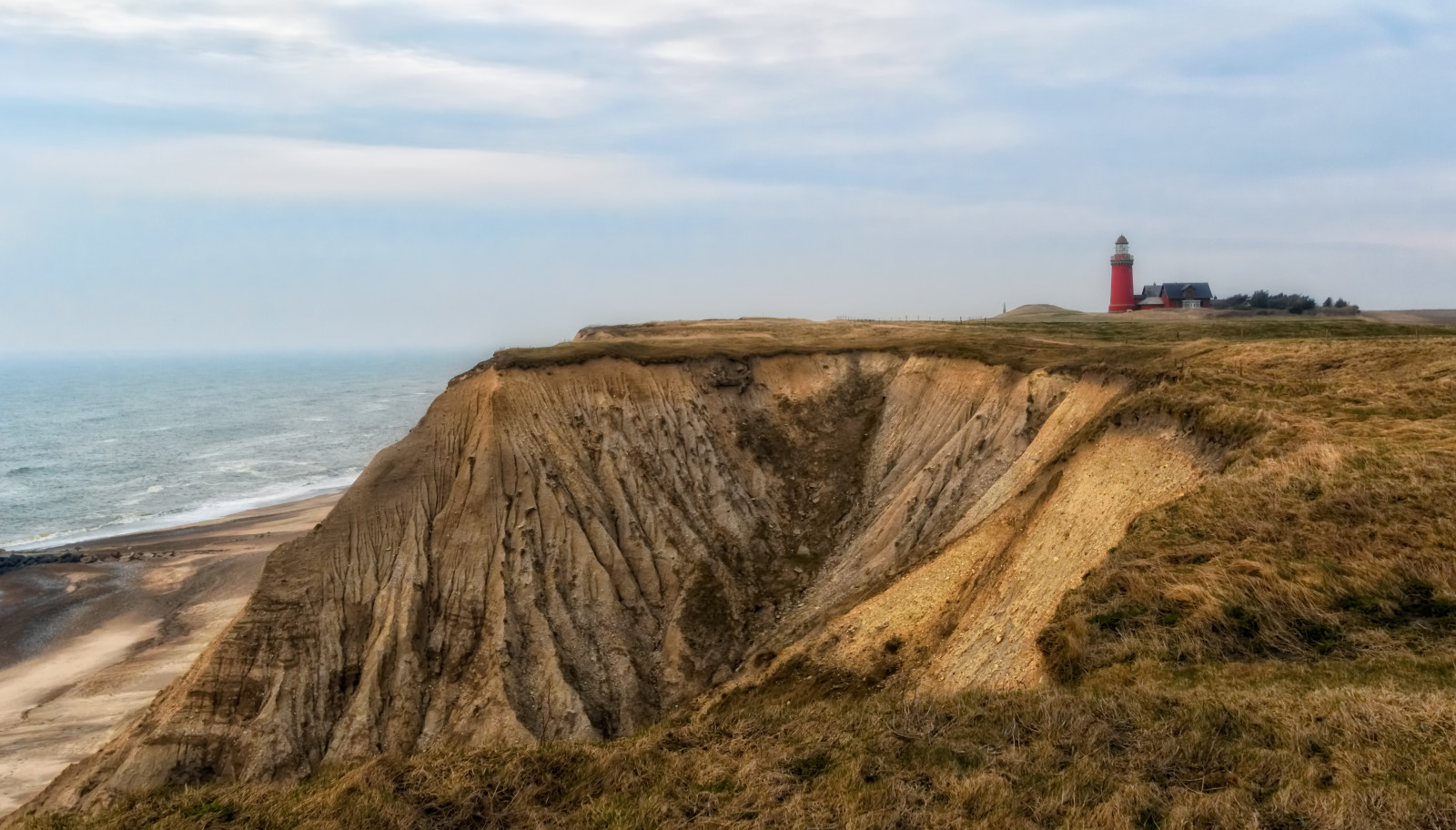 Wallpaper : ocean, red, sky, cliff, lighthouse, building, beach, water ...