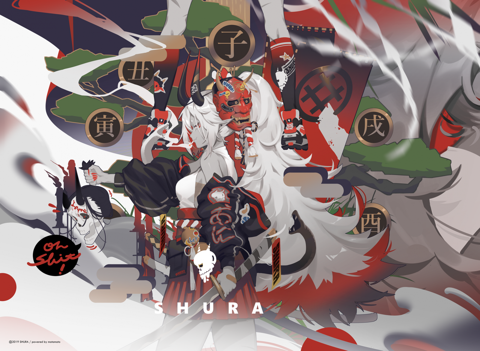 Wallpaper : anime girls, mask, 2D, sword, katana 2099x1537 - edd2k ...