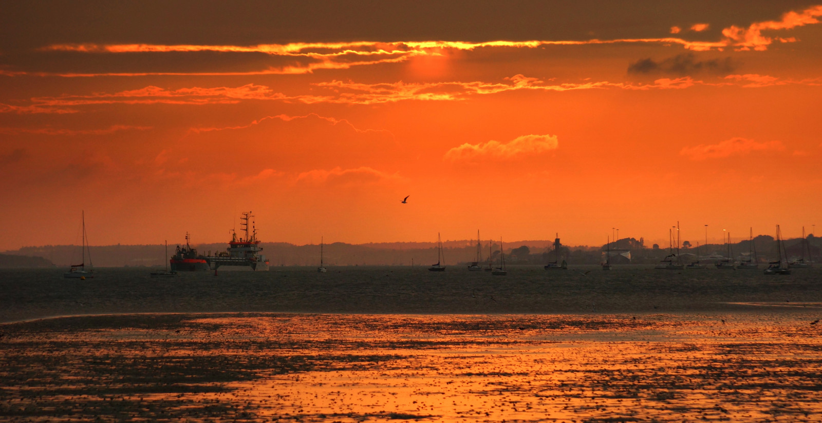 Wallpaper : sunlight, ship, sunset, sea, clouds, sunrise, calm, Dorset ...