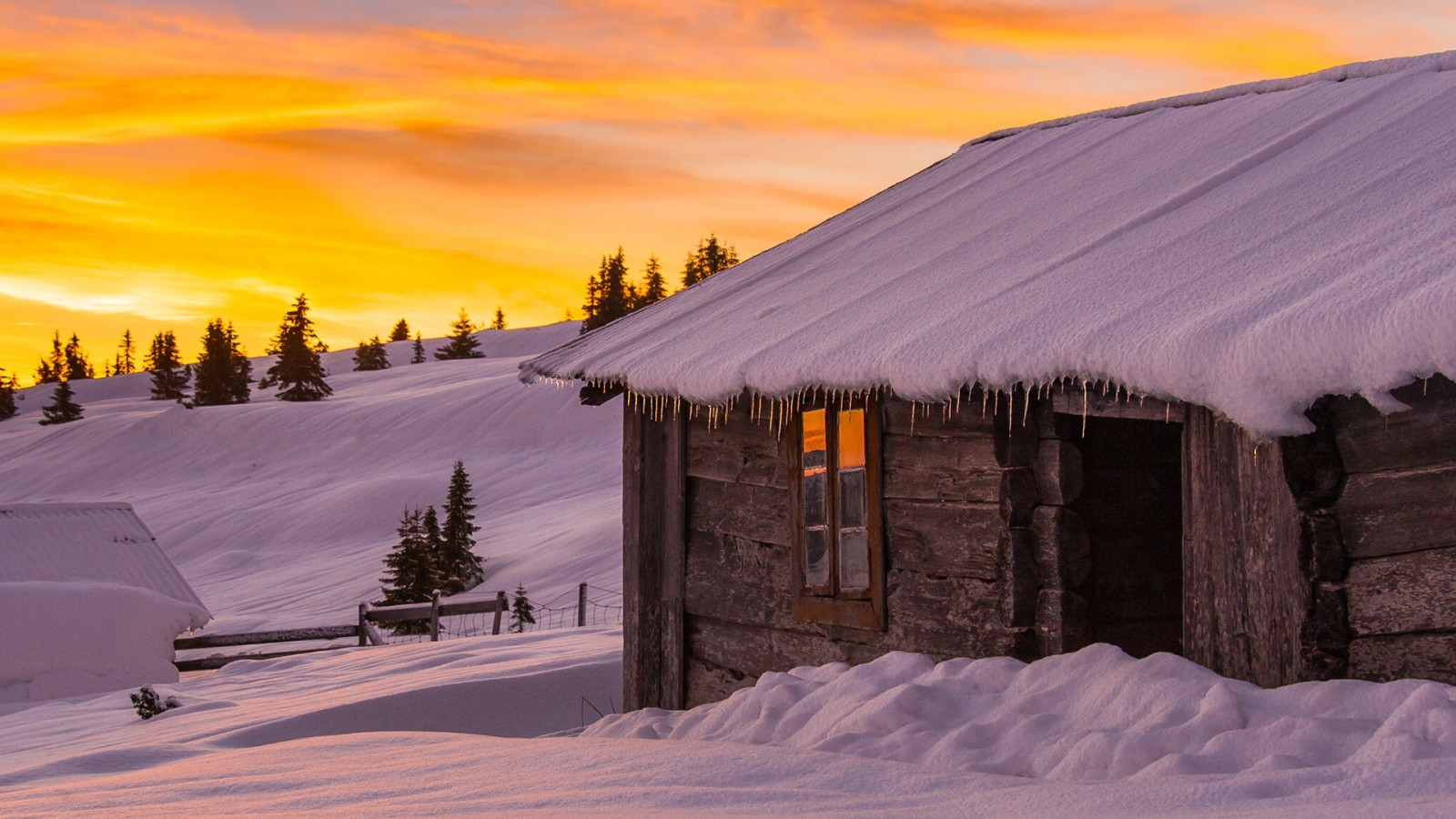 Bakgrundsbilder : natur, landskap, stuga, hus, moln, vinter-, snö, träd ...