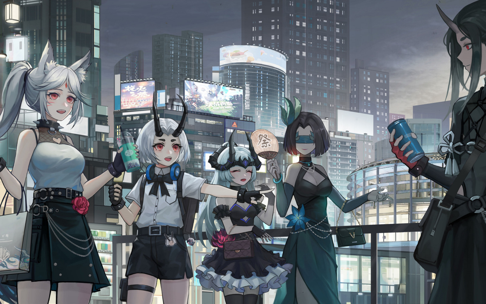 Masaüstü : Anime girls, Tilki kızı, Fox ears, Boynuzlar, Hayranları ...