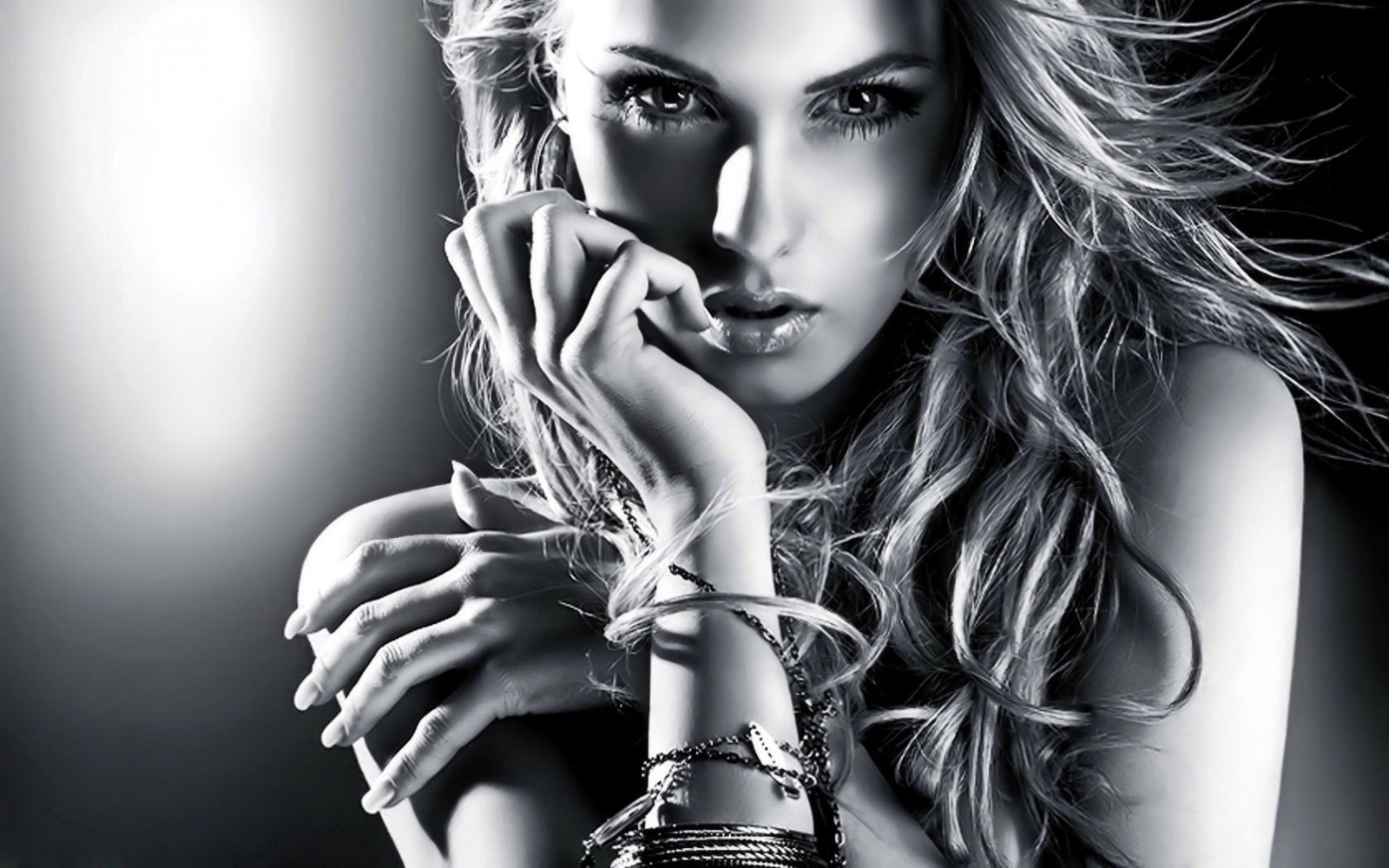Fondos De Pantalla Cara Mujer Monocromo Modelo Pelo Largo