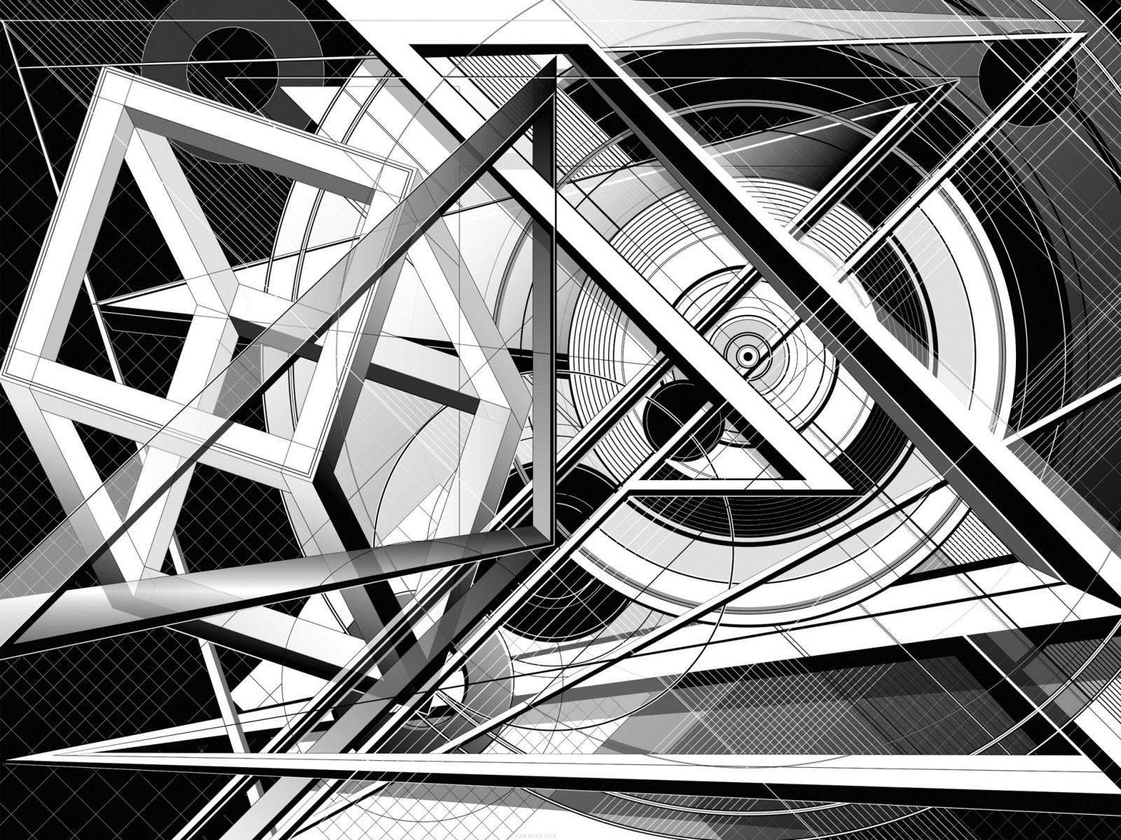 Wallpaper : artwork, geometry, monochrome 2048x1536 - WallpaperManiac ...