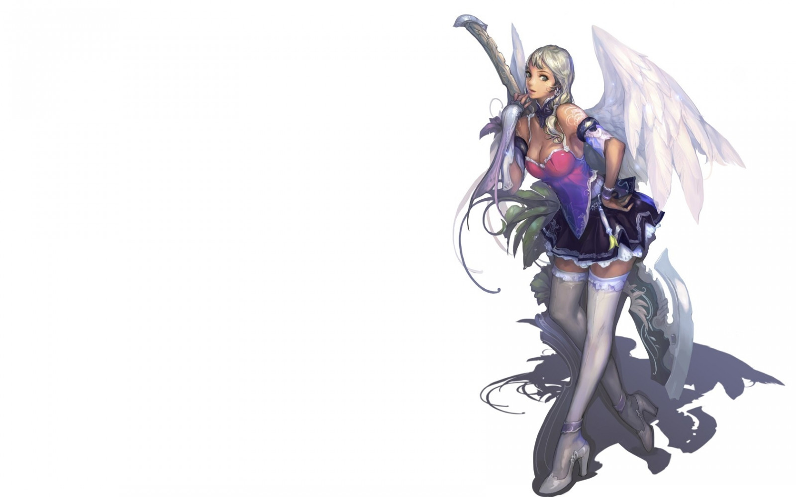 Wallpaper : illustration, anime, wings, shadow, cartoon, girl, young ...