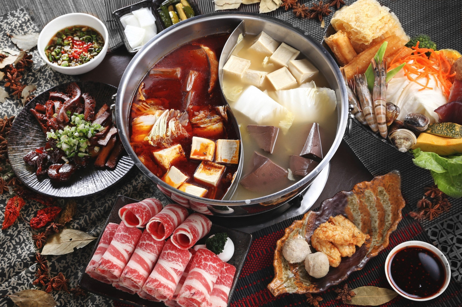 Wallpaper Hot Pot Beef Roll Meal Cuisine Buffet Dish Asian Food
